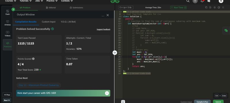 Sarvpreet Kaur on LinkedIn: #gfgchallenge #dsa #kadanesalgorithm # ... Sarvpreet Kaur on LinkedIn: #gfgchallenge #dsa #kadanesalgorithm # ...