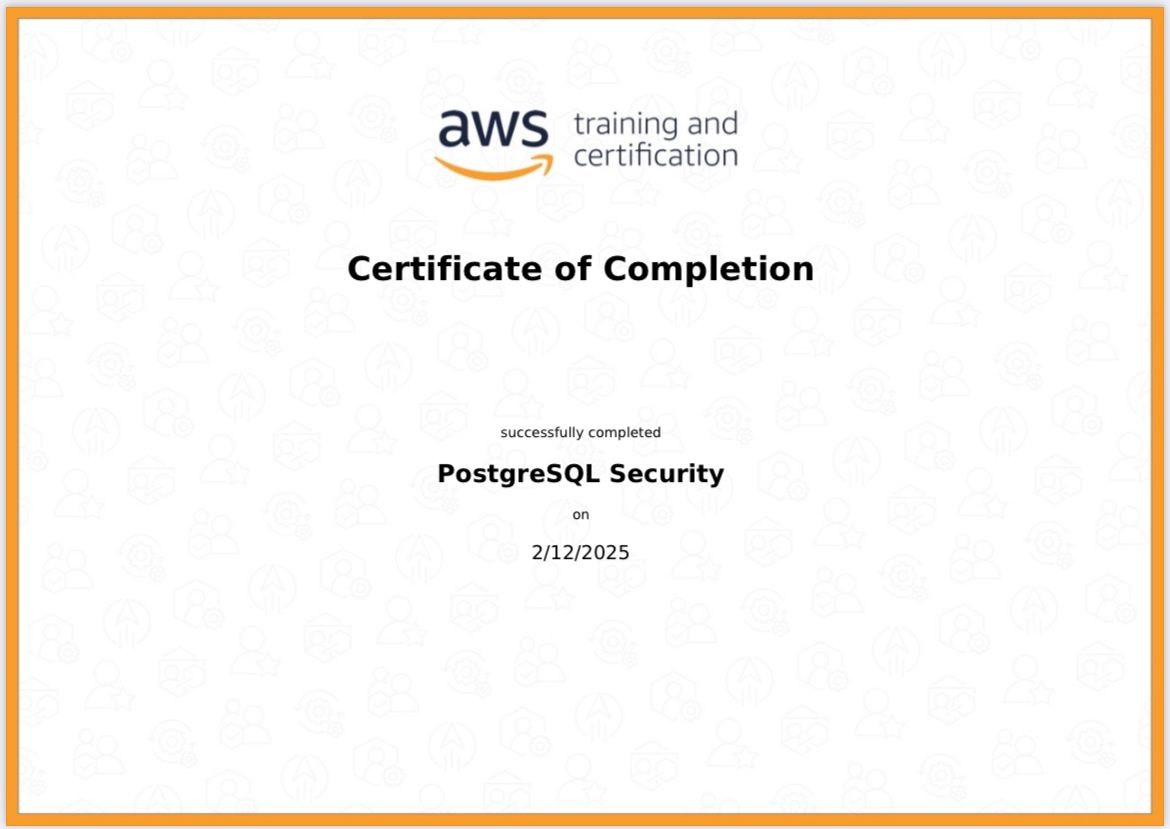 Have earned AWS Postgres Security certification! | sunidhi yadav | 10 ... Have earned AWS Postgres Security certification! | sunidhi yadav | 10 ...