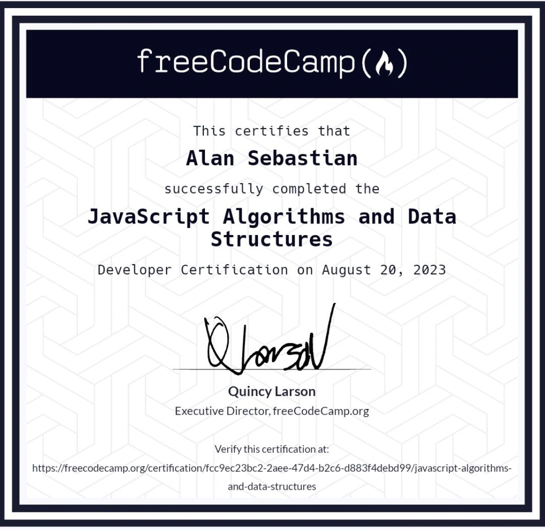 Alan Sebastian on LinkedIn: #freecodecamp #javascript #webdevelopment Alan Sebastian on LinkedIn: #freecodecamp #javascript #webdevelopment