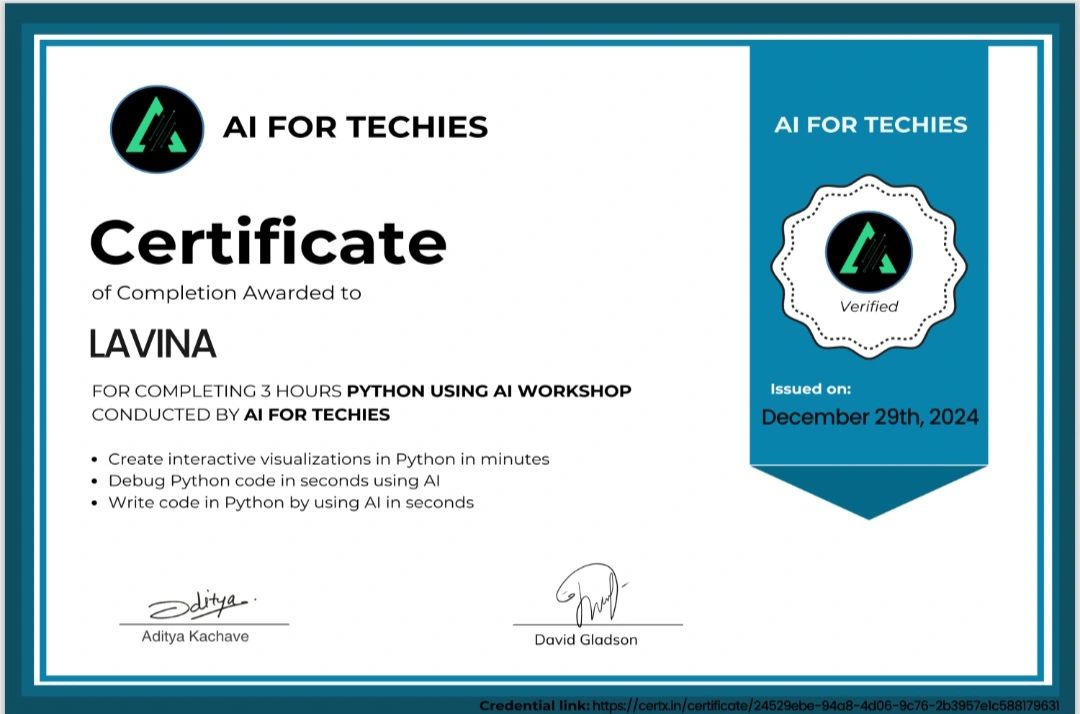 Lavina Guglani on LinkedIn: #python #ai #career Lavina Guglani on LinkedIn: #python #ai #career