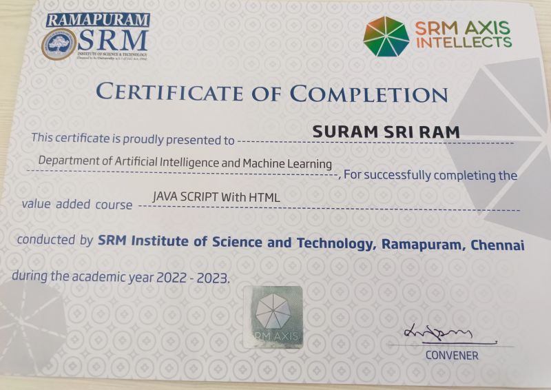 Sriram Suram on LinkedIn: #webdevelopment #javascript #html Sriram Suram on LinkedIn: #webdevelopment #javascript #html