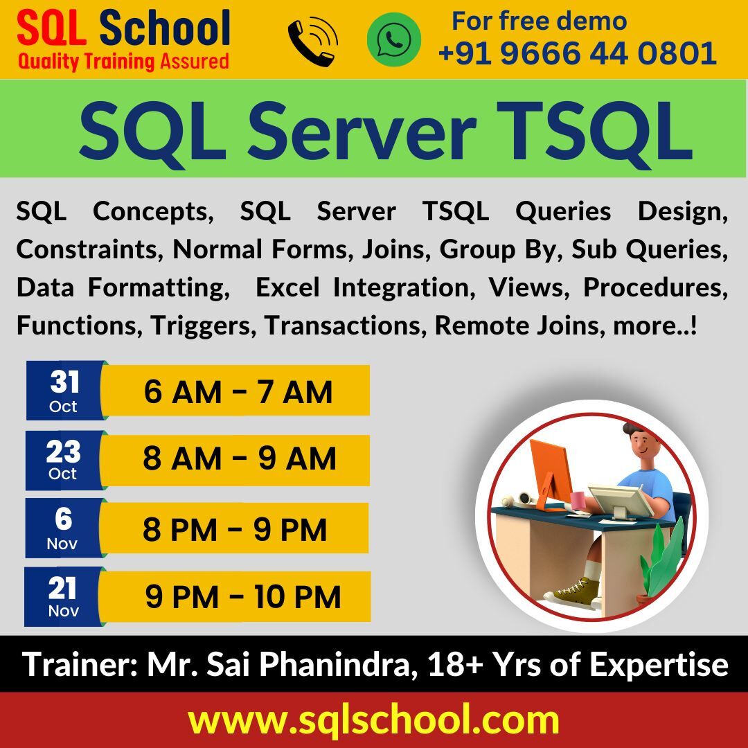 SQL School (SQL Server DEV, DBA , MSBI & Power BI) Training Institute ... SQL School (SQL Server DEV, DBA , MSBI & Power BI) Training Institute ...