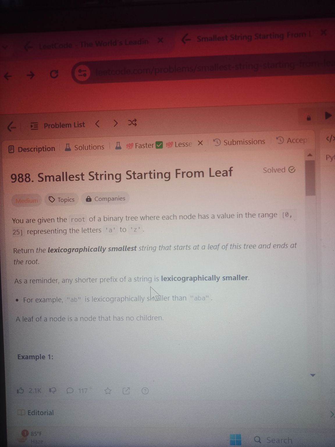 Vishal Singh on LinkedIn: #smallest_string_starting_from_leaf #leetcode ... Vishal Singh on LinkedIn: #smallest_string_starting_from_leaf #leetcode ...