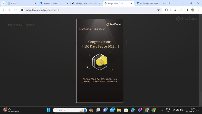 Ananya Bhatnagar on LinkedIn: #leetcode #codingmilestone # ... Ananya Bhatnagar on LinkedIn: #leetcode #codingmilestone # ...