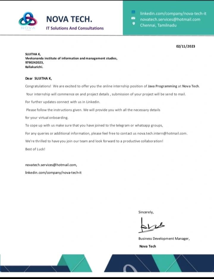 SUJITHA K on LinkedIn: #internship #internshipoffer #careerstart # ... SUJITHA K on LinkedIn: #internship #internshipoffer #careerstart # ...