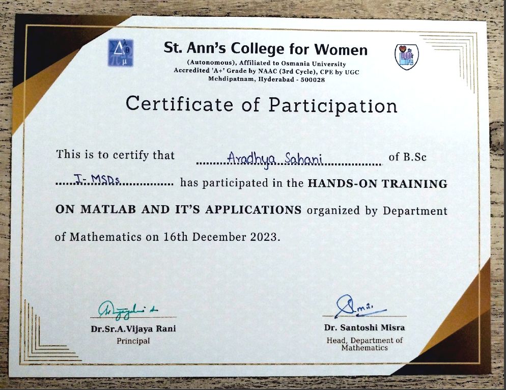 Aradhya Sahani on LinkedIn: MATLAB Coding 👩🏻💻 Immersive experience at ... Aradhya Sahani on LinkedIn: MATLAB Coding 👩🏻💻 Immersive experience at ...