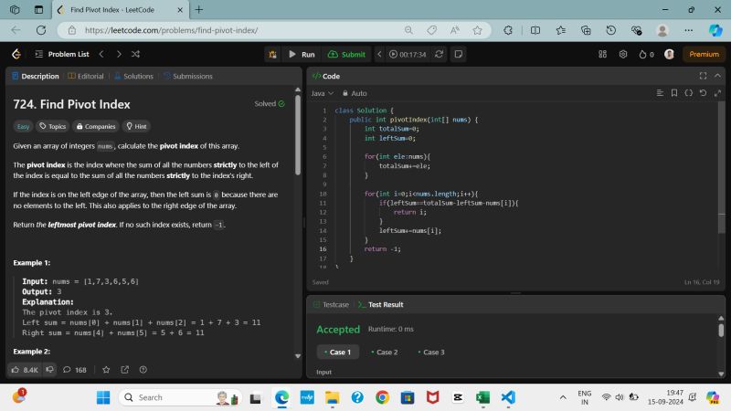 Resolved Pivot Index problem on LeetCode | YASH JADAUN posted on the ... Resolved Pivot Index problem on LeetCode | YASH JADAUN posted on the ...