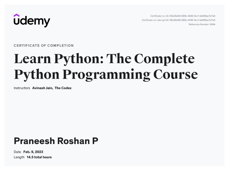 Praneesh Roshan on LinkedIn: #python #programming #udemy # ... Praneesh Roshan on LinkedIn: #python #programming #udemy # ...