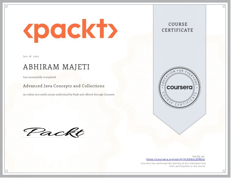 Abhiram Majeti on LinkedIn: #java #softwaredevelopment #coursera # ... Abhiram Majeti on LinkedIn: #java #softwaredevelopment #coursera # ...