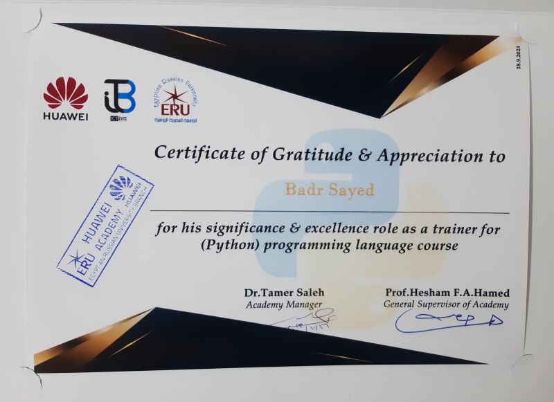 Badr Sayed on LinkedIn: #huawei #python #instructor Badr Sayed on LinkedIn: #huawei #python #instructor