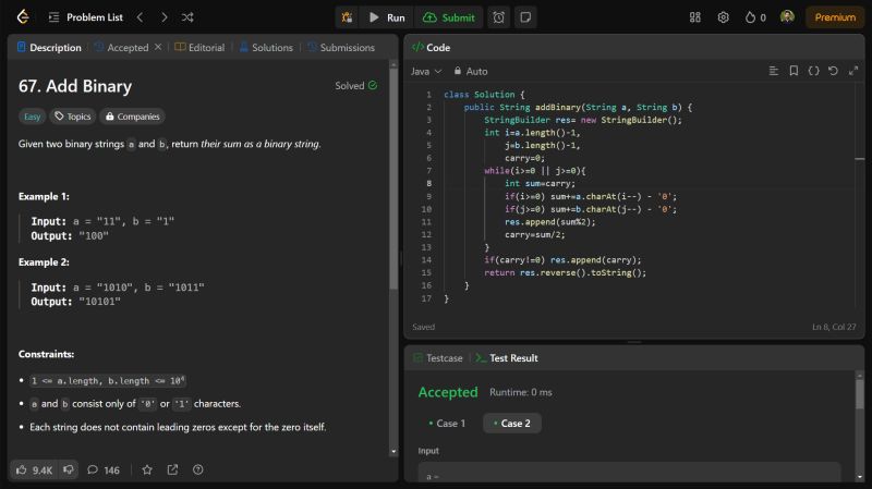 Solved LeetCode problem with binary string | Sagar Kumar posted on the ... Solved LeetCode problem with binary string | Sagar Kumar posted on the ...