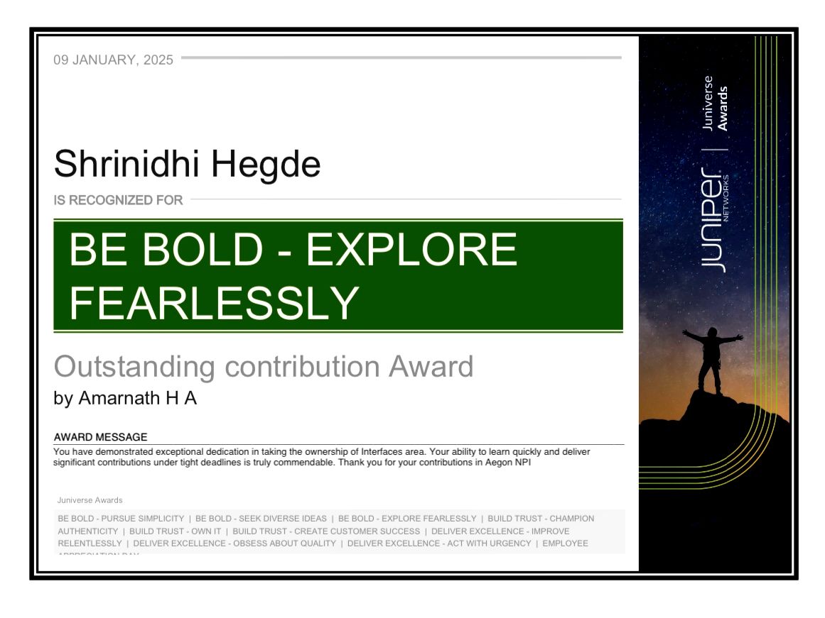 #junipernetworks #juniverseaward #achievement #innovation | Shrinidhi ... #junipernetworks #juniverseaward #achievement #innovation | Shrinidhi ...