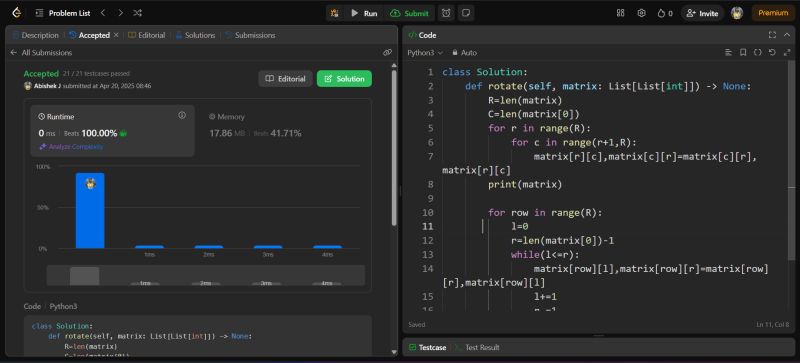 100 days of LeetCode challenge day-41/100 Problem: 48. Rotate Image You ... 100 days of LeetCode challenge day-41/100 Problem: 48. Rotate Image You ...