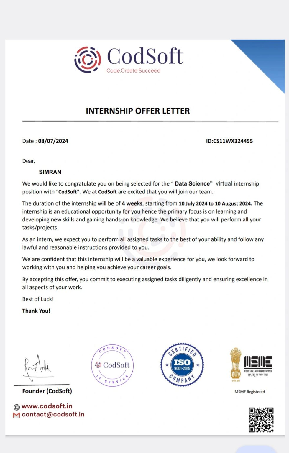 Simran Khatri on LinkedIn: #codsoft #internship Simran Khatri on LinkedIn: #codsoft #internship