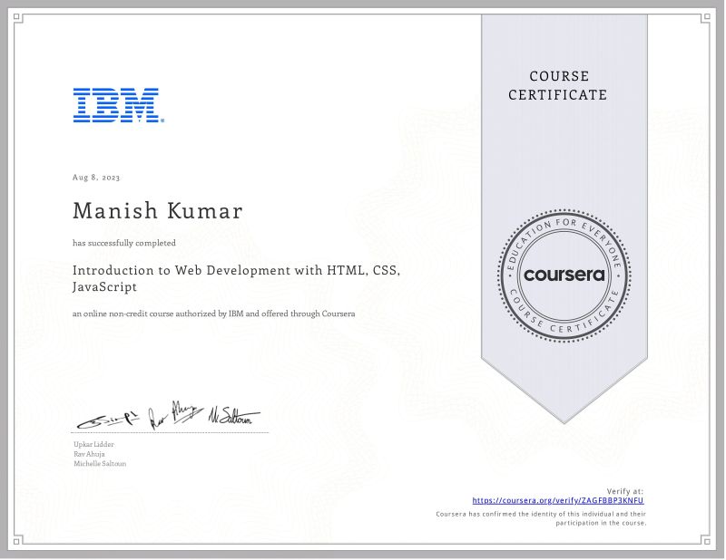 Manish Kumar on LinkedIn: JavaScript,HTML,CSS LNCT Coursera Community ... Manish Kumar on LinkedIn: JavaScript,HTML,CSS LNCT Coursera Community ...