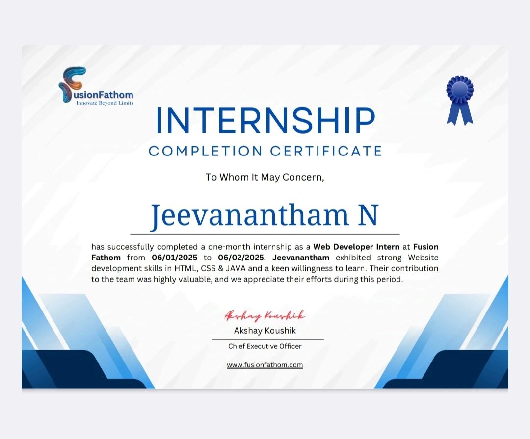 #webdevelopment #internship #html #css #java | Jeevanantham N #webdevelopment #internship #html #css #java | Jeevanantham N