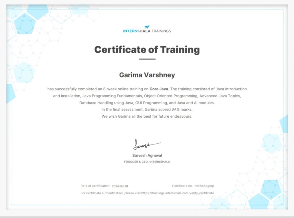 Garima Varshney on LinkedIn: #java Garima Varshney on LinkedIn: #java