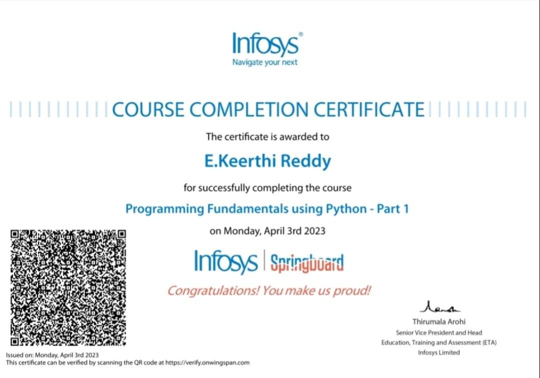Eda Keerthi Reddy on LinkedIn: #infosysspringboard # ... Eda Keerthi Reddy on LinkedIn: #infosysspringboard # ...