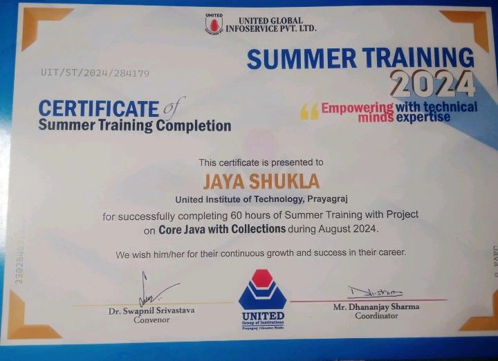 Jaya Shukla on LinkedIn: #java #summertraining #coding Jaya Shukla on LinkedIn: #java #summertraining #coding