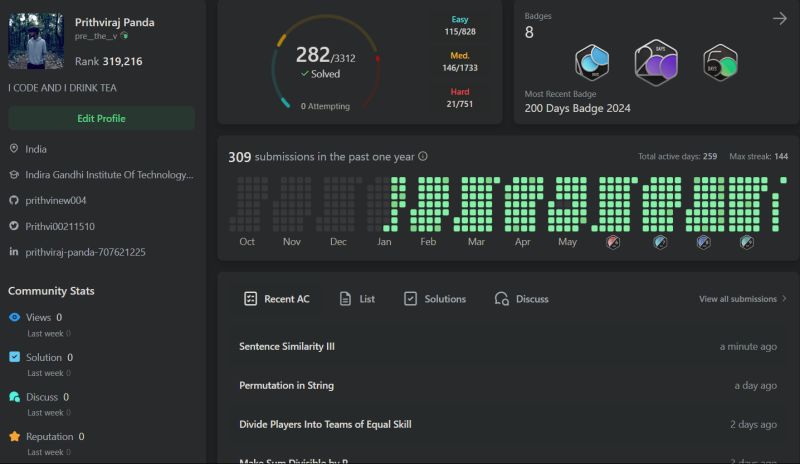 Prithviraj Panda on LinkedIn: Day 258 of my #LeetCode journey! 🚀 Solved ... Prithviraj Panda on LinkedIn: Day 258 of my #LeetCode journey! 🚀 Solved ...