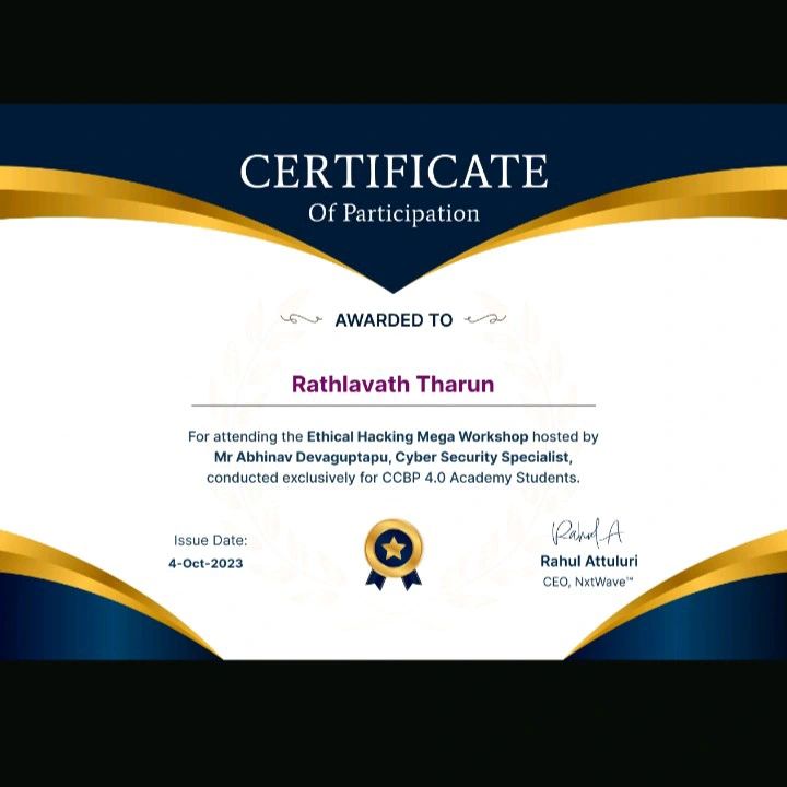 Tharun Rathlavath on LinkedIn: #ethicahackingmegaworkshop Tharun Rathlavath on LinkedIn: #ethicahackingmegaworkshop