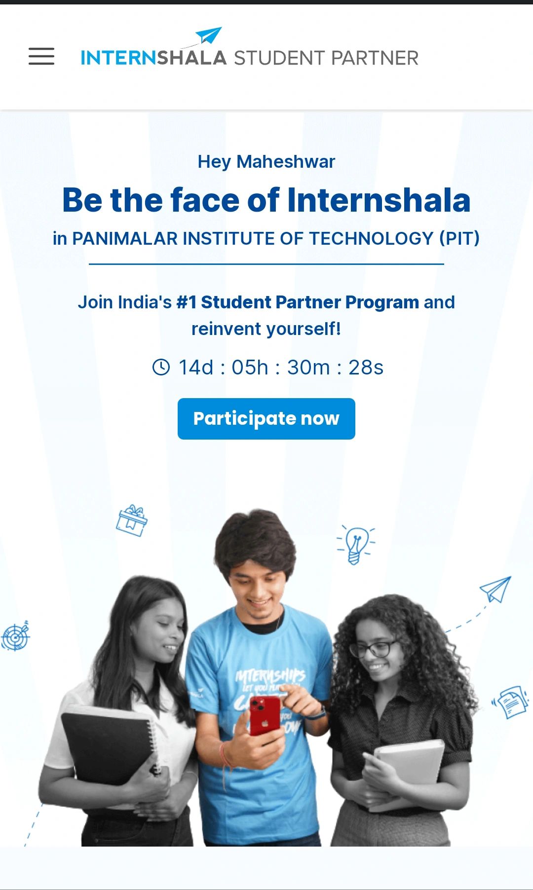Maheshwar Krithik on LinkedIn: Hey connections👋 ️ INTERNSHALA announces ... Maheshwar Krithik on LinkedIn: Hey connections👋 ️ INTERNSHALA announces ...