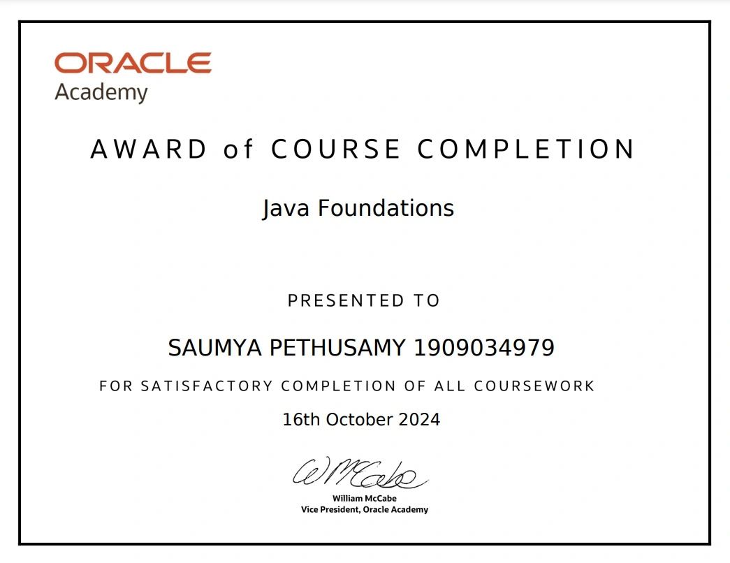 Saumya Pethusamy on LinkedIn: #java #oracleacademy #programming # ... Saumya Pethusamy on LinkedIn: #java #oracleacademy #programming # ...