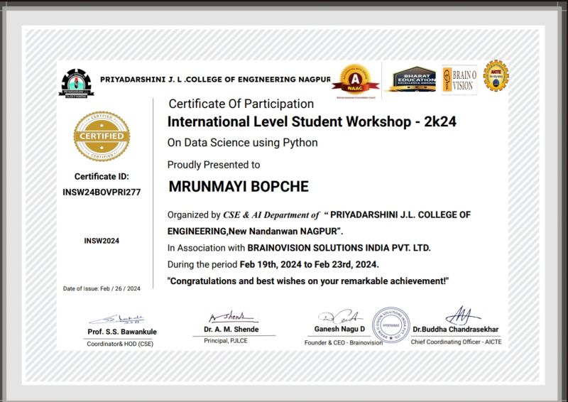 mrunmayi bopche on LinkedIn: #python #datascience #workshopcomplete mrunmayi bopche on LinkedIn: #python #datascience #workshopcomplete