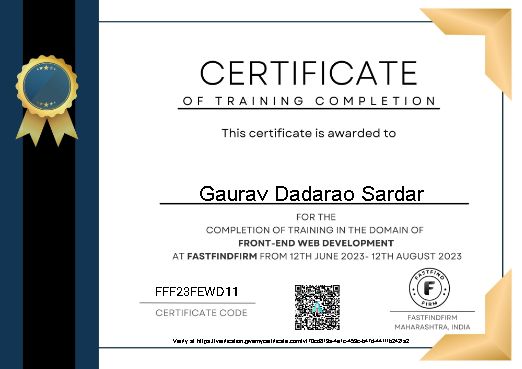 Completed Frontend Development Training | Gaurav Sardar posted on the ... Completed Frontend Development Training | Gaurav Sardar posted on the ...