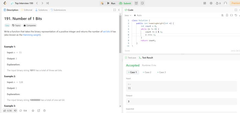 BALAJI P on LinkedIn: #Leetcode Solved Number of 1 Bits Explanation ... BALAJI P on LinkedIn: #Leetcode Solved Number of 1 Bits Explanation ...