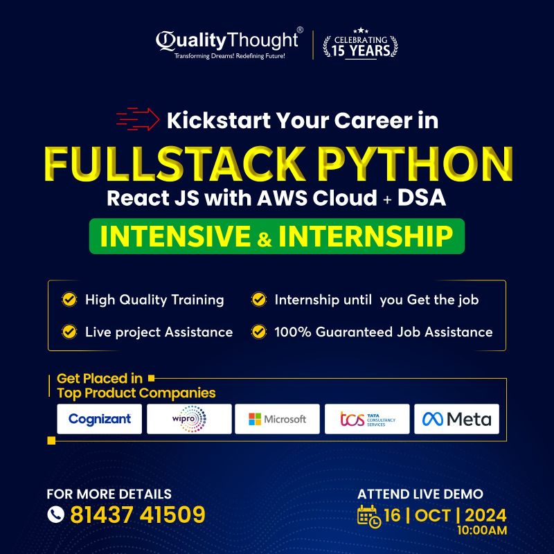 Quality Thought Infosystems on LinkedIn: #python #python #pythoncode # ... Quality Thought Infosystems on LinkedIn: #python #python #pythoncode # ...