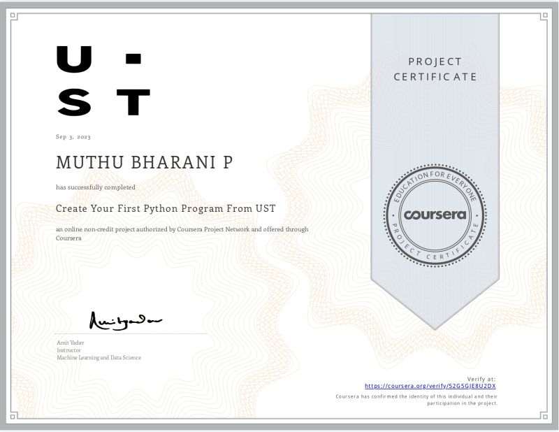 Muthu Bharani P on LinkedIn: Thrilled to share that I have successfully ... Muthu Bharani P on LinkedIn: Thrilled to share that I have successfully ...
