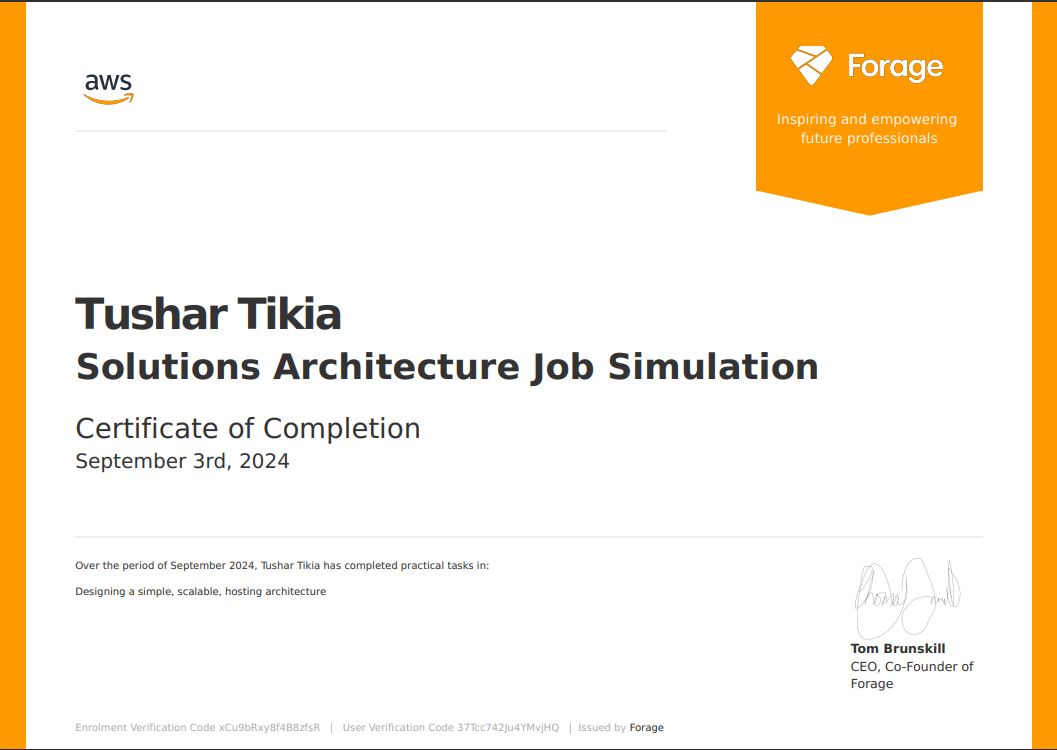 Tushar Tikia on LinkedIn: #solutionsarchitecture #aws #devtown #forage ... Tushar Tikia on LinkedIn: #solutionsarchitecture #aws #devtown #forage ...