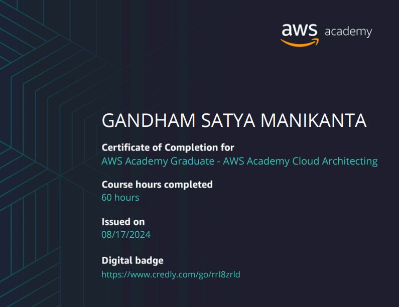 Manikanta Gandham on LinkedIn: Issuing Organization: Amazon Web ... Manikanta Gandham on LinkedIn: Issuing Organization: Amazon Web ...