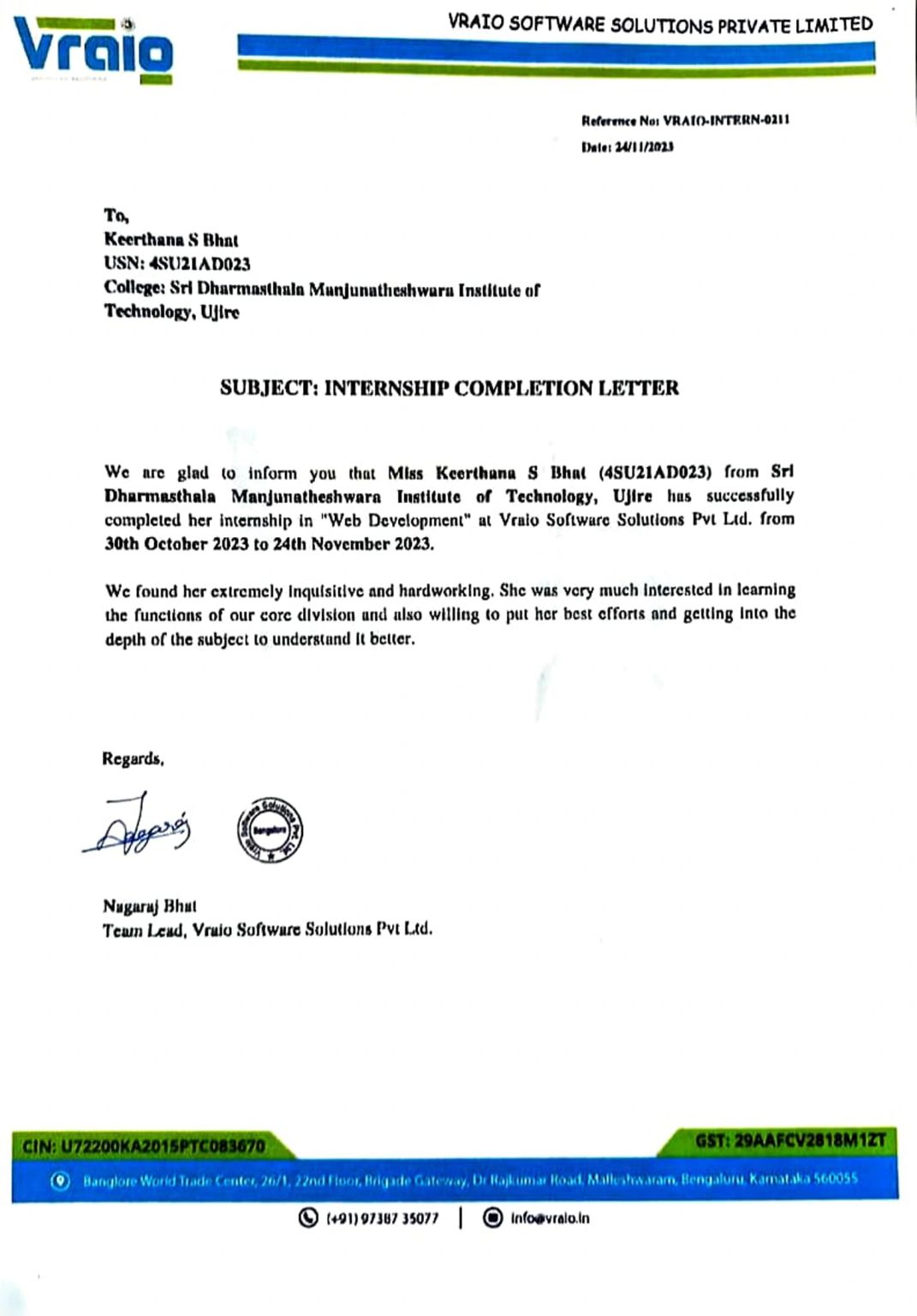 Keerthana S Bhat on LinkedIn: I’m happy to share that I’ve obtained a ... Keerthana S Bhat on LinkedIn: I’m happy to share that I’ve obtained a ...