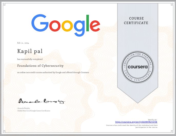 Kapil Pal on LinkedIn: #google #coursera #cybersecurity #newskills # ... Kapil Pal on LinkedIn: #google #coursera #cybersecurity #newskills # ...
