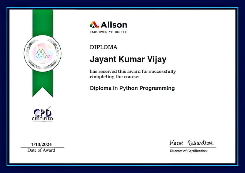 Jayant Kumar Vijay on LinkedIn: #python #programming #certification # ... Jayant Kumar Vijay on LinkedIn: #python #programming #certification # ...