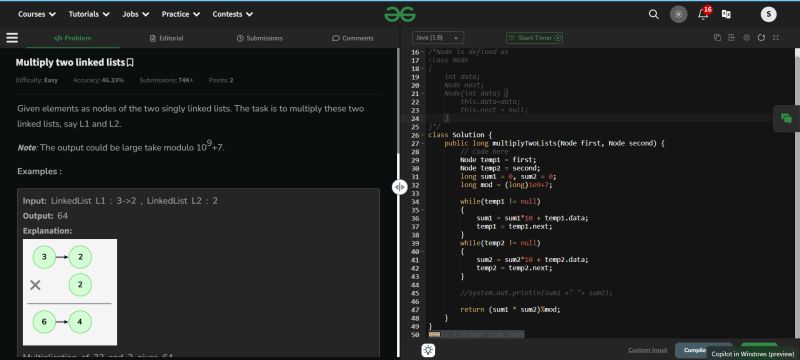 Siddhant Kumar on LinkedIn: #Day20 Problem: Multiply two linked lists ... Siddhant Kumar on LinkedIn: #Day20 Problem: Multiply two linked lists ...