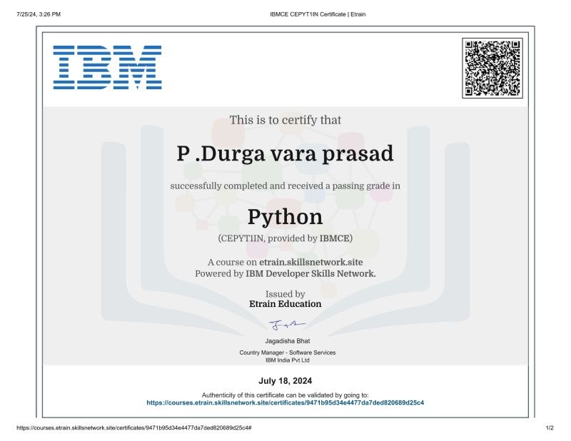 Durga vara prasad P on LinkedIn: #datascience #ibm #python # ... Durga vara prasad P on LinkedIn: #datascience #ibm #python # ...
