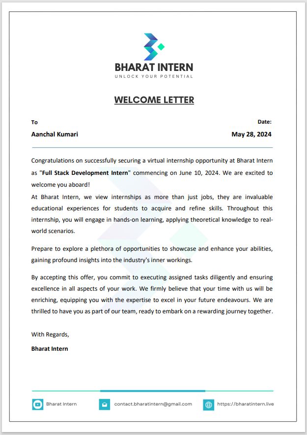 Aanchal Kumari on LinkedIn: #internship #bharatintern # ... Aanchal Kumari on LinkedIn: #internship #bharatintern # ...