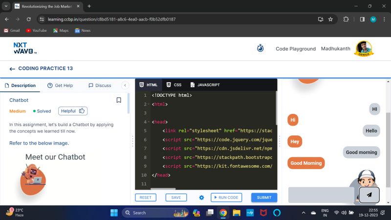 Learned JavaScript chatbot simulation | Madhu Kanth Kodali posted on ... Learned JavaScript chatbot simulation | Madhu Kanth Kodali posted on ...