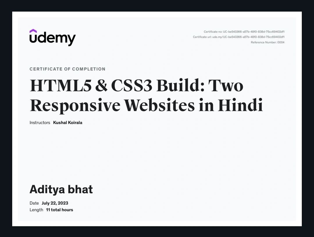 Aditya Bhat on LinkedIn: #html #css #frontend #udemy Aditya Bhat on LinkedIn: #html #css #frontend #udemy