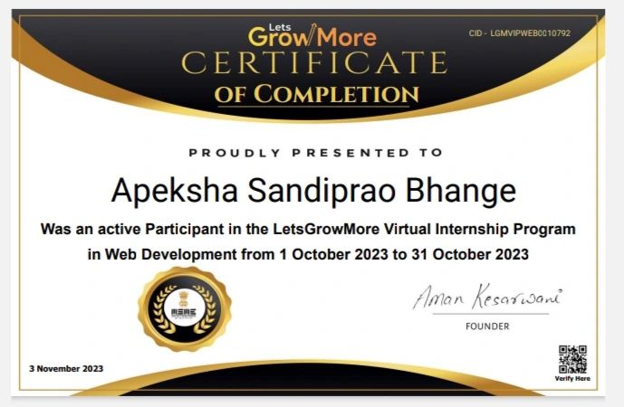 apeksha bhange on LinkedIn: #web_development #letsgrowmore # ... apeksha bhange on LinkedIn: #web_development #letsgrowmore # ...