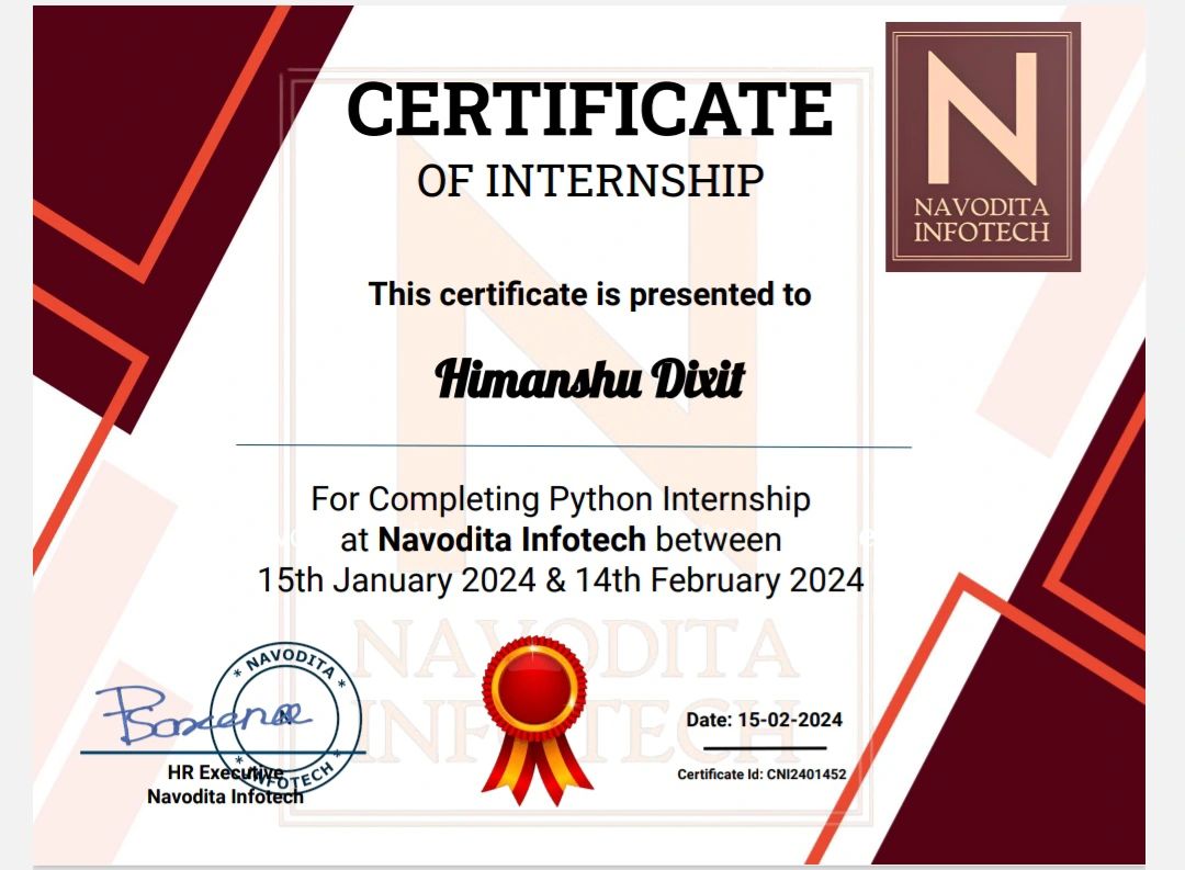 HIMANSHU DIXIT on LinkedIn: #internship #python #programming HIMANSHU DIXIT on LinkedIn: #internship #python #programming
