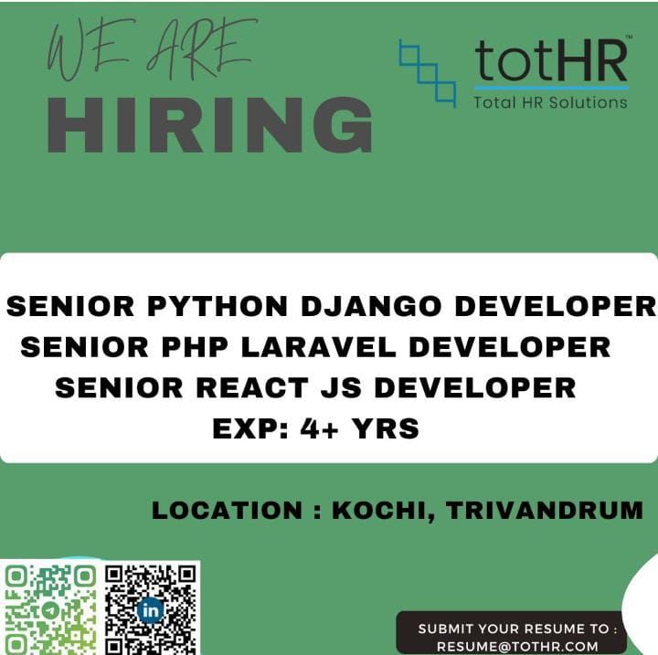 totHR on LinkedIn: #python #django #php #laravel #react #tothr #kochi # ... totHR on LinkedIn: #python #django #php #laravel #react #tothr #kochi # ...