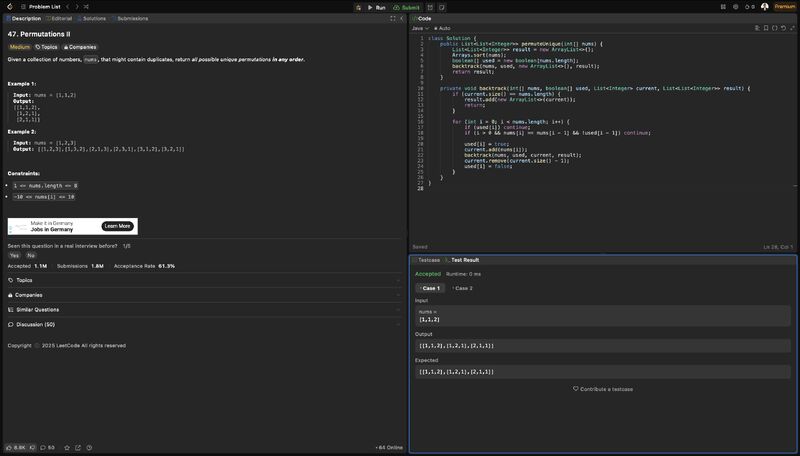 #100daysofcode #leetcode #java #backtracking #permutations #duplicates ... #100daysofcode #leetcode #java #backtracking #permutations #duplicates ...