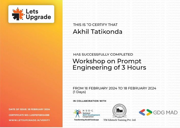 Learned about Prompt Engineering from #letsupgrade | Akhil Tatikonda ... Learned about Prompt Engineering from #letsupgrade | Akhil Tatikonda ...