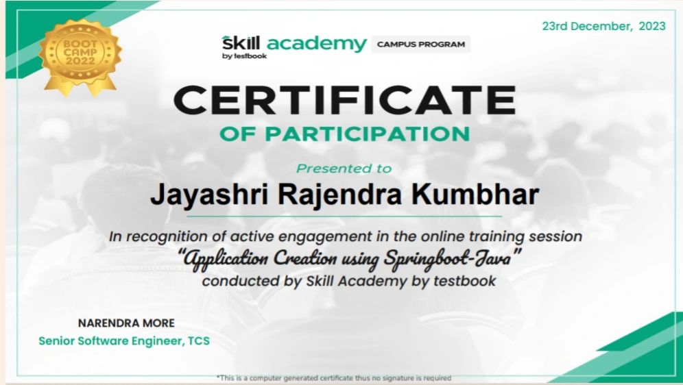 Jayashri Kumbhar on LinkedIn: successfully completed online training ... Jayashri Kumbhar on LinkedIn: successfully completed online training ...