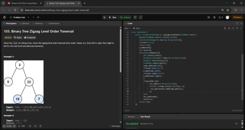 #dsa #codingchallenge #binarytrees #zigzagtraversal | Sai mohana #dsa #codingchallenge #binarytrees #zigzagtraversal | Sai mohana