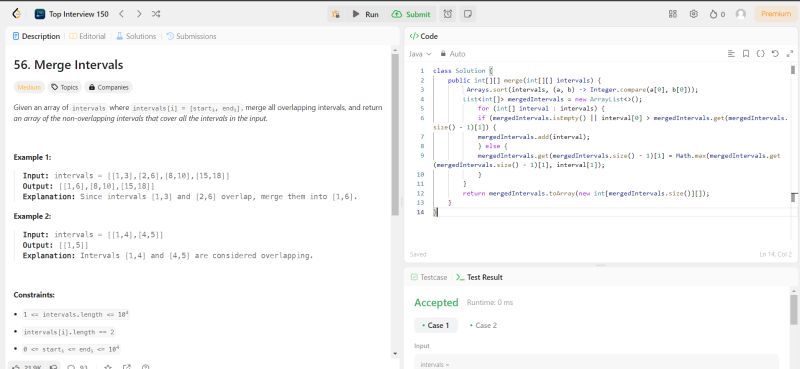 BALAJI P on LinkedIn: @leetcode Solved Merge Intervals BALAJI P on LinkedIn: @leetcode Solved Merge Intervals